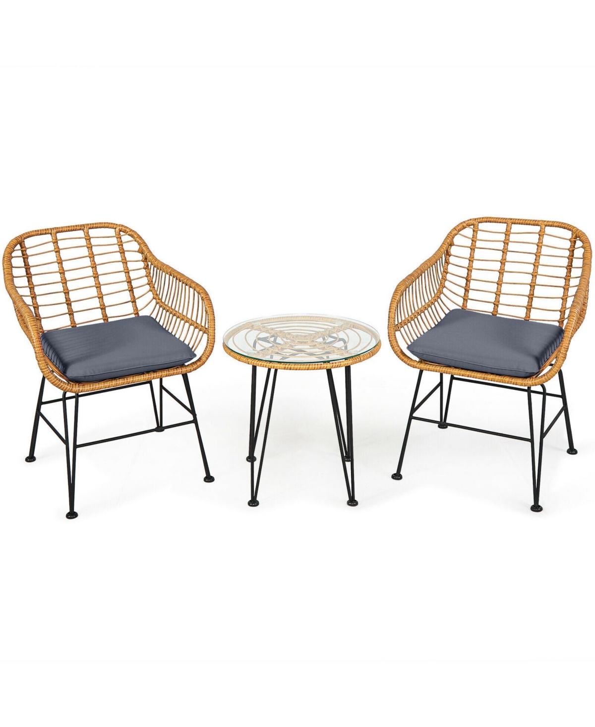 Click here for Gouun 3 Pieces Rattan Furniture Set with Cushioned... prices