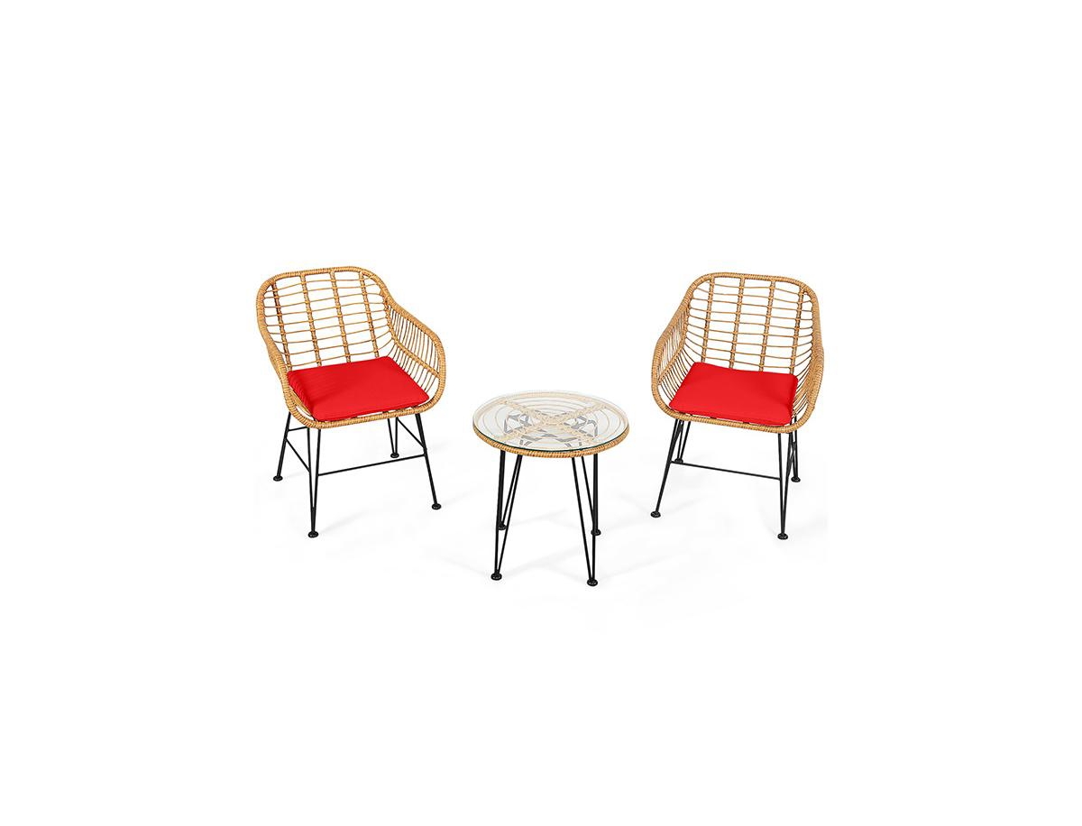 Click here for Gouun 3 Pieces Rattan Furniture Set with Cushioned... prices