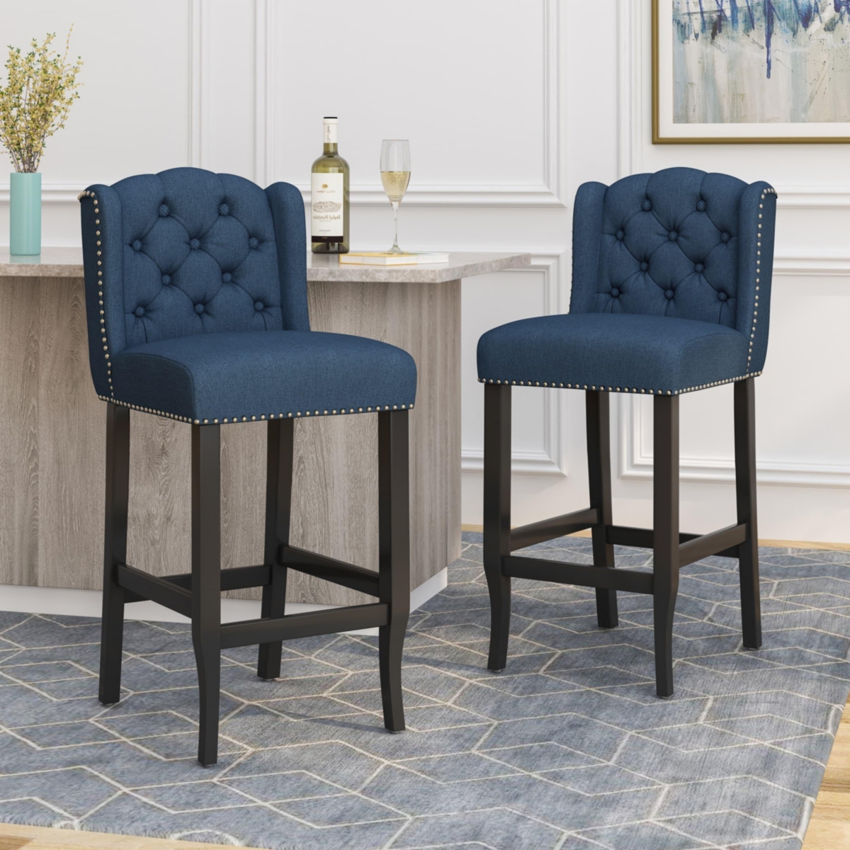 Click here for 31" Tufted Wingback Bar Stools Set of 2 for K... prices