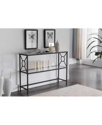 Kings Brand Furniture Loyd Metal with Glass Shelf Console Table, Black ...