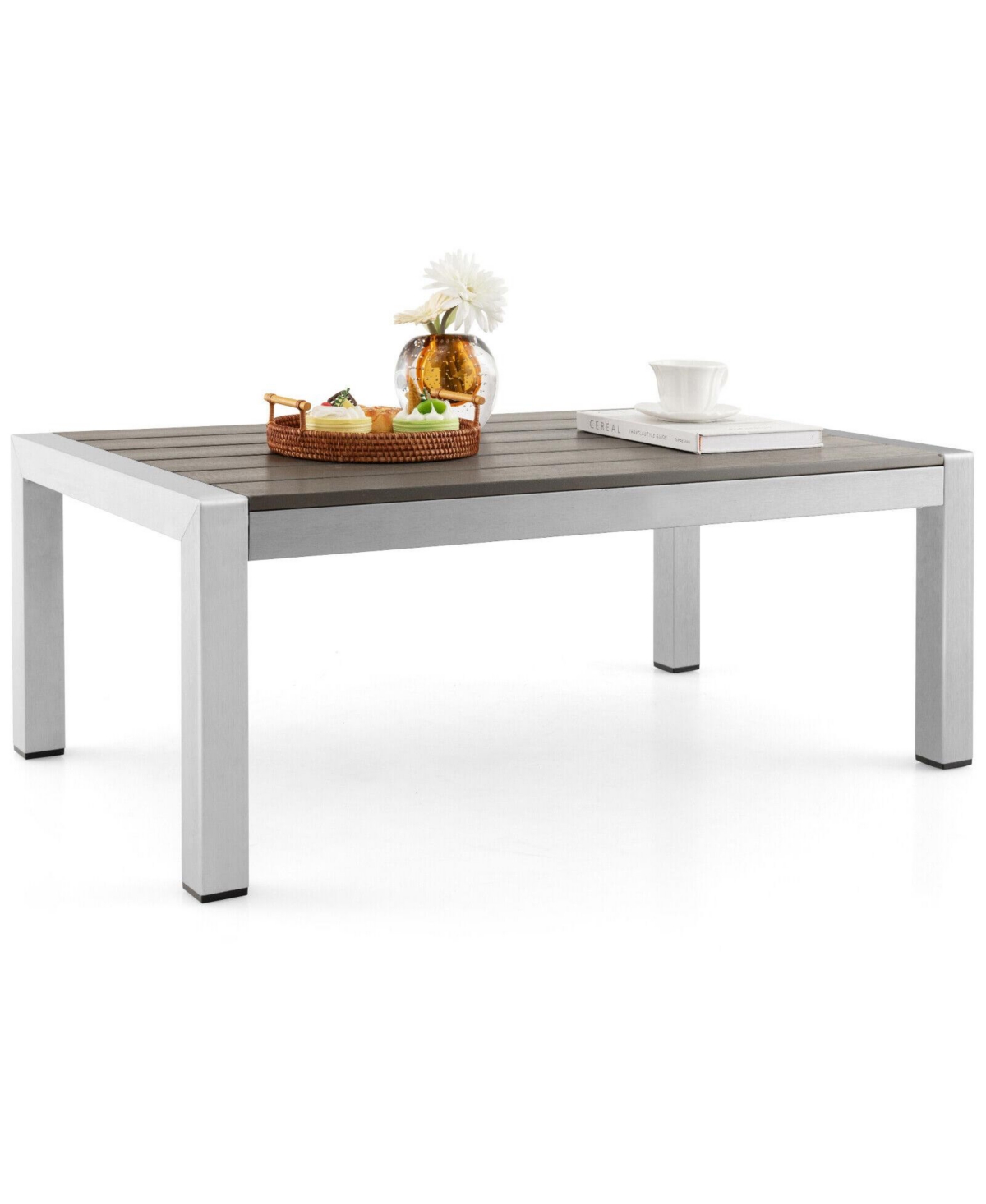 Click here for Gouun Modern Rectangular Patio Table with Plastic... prices