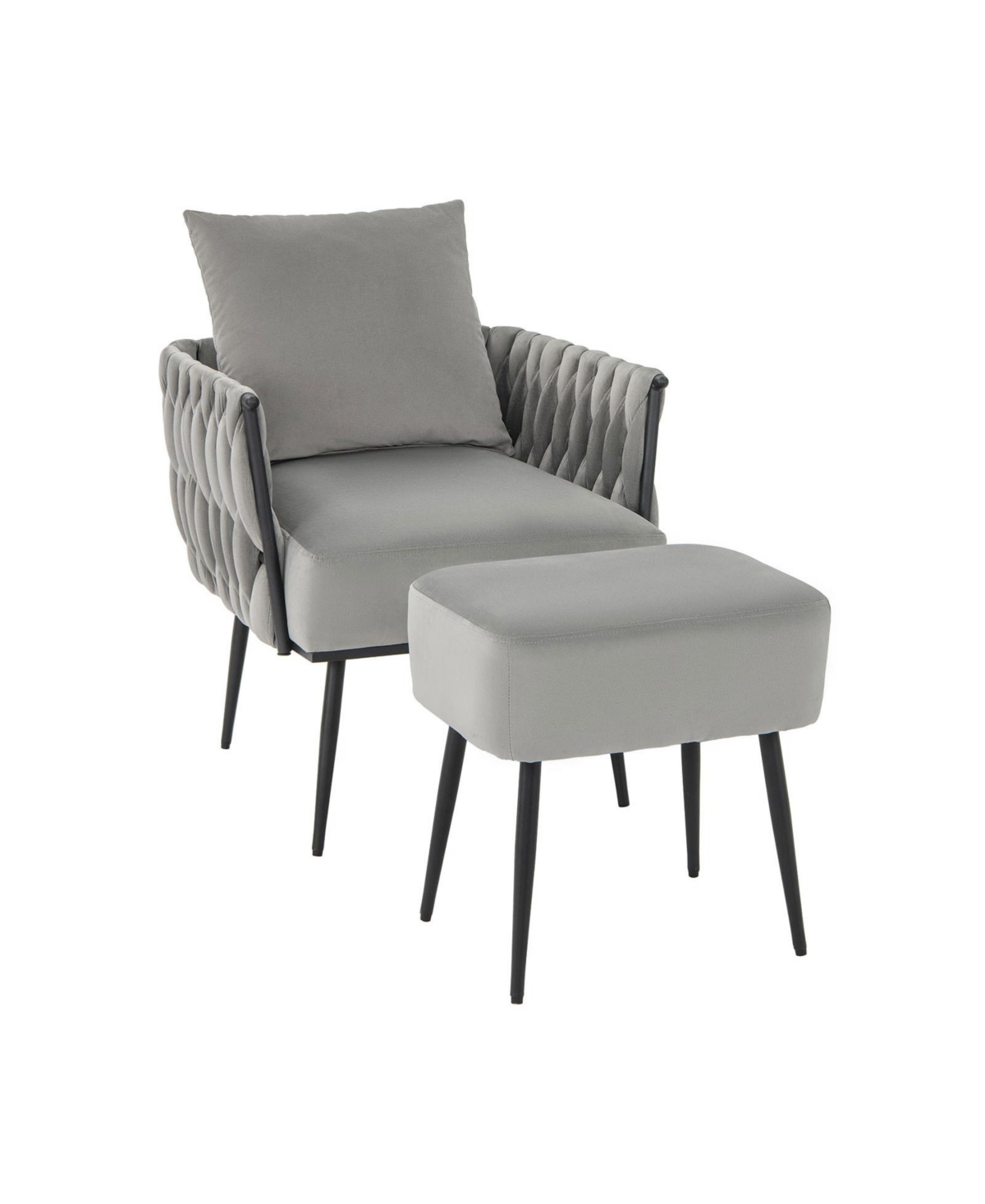 Click here for Gouun Modern Dutch Velvet Accent Chair and Ottoman... prices