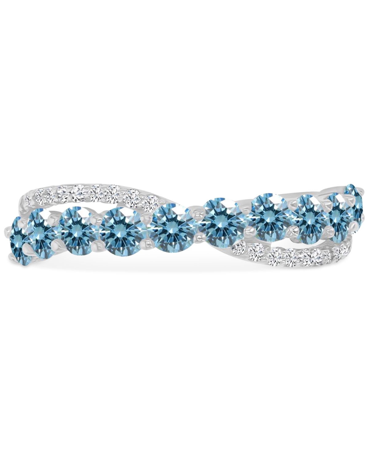Click here for Blue & White Cubic Zirconia Crossover Statement Ri... prices