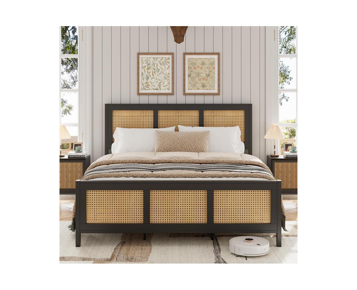 Click here for gaomon King Size Rattan Bed Frame with Headboard... prices