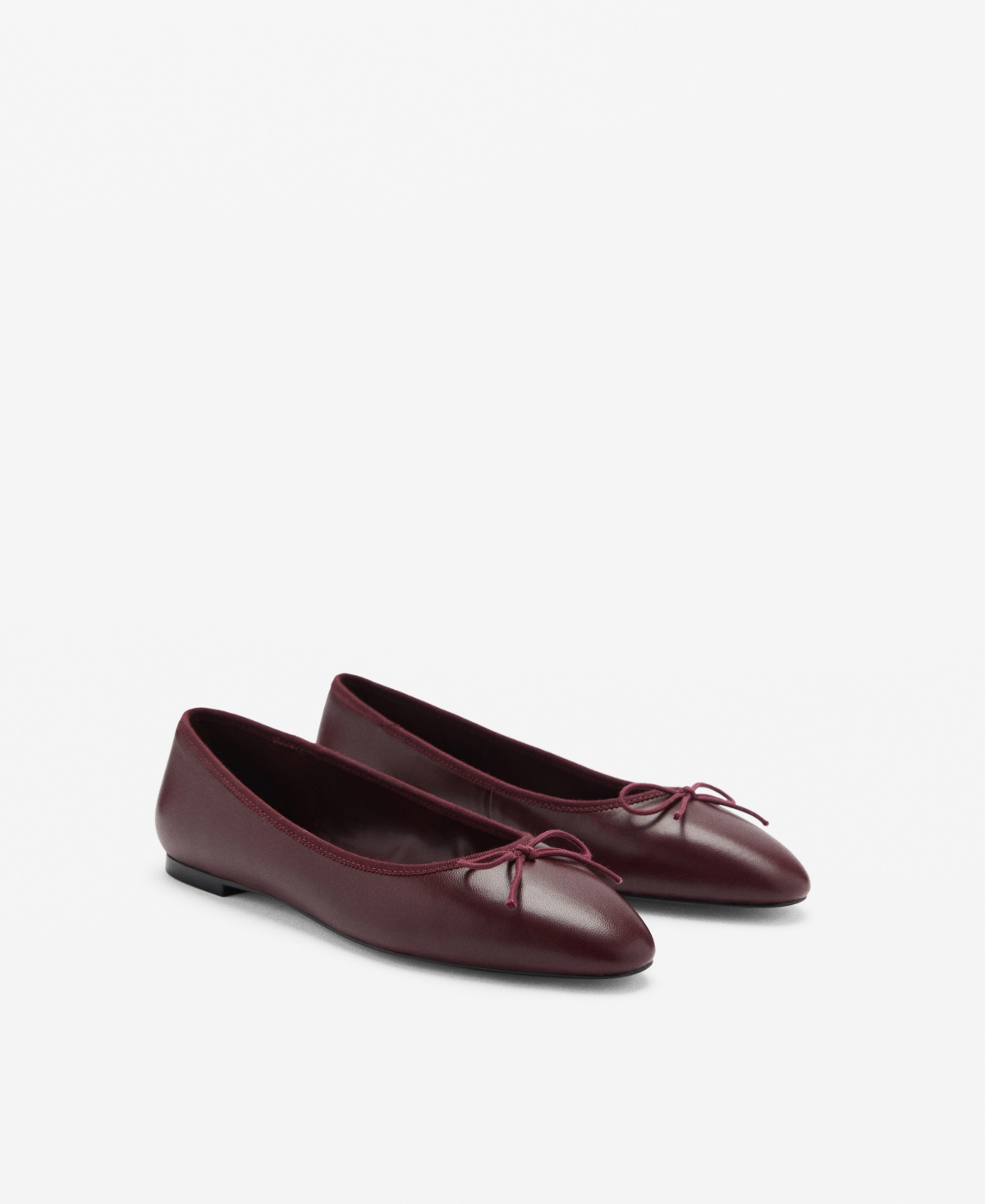 Click here for Mango Womens Leather Ballet Flats - Burgundy prices