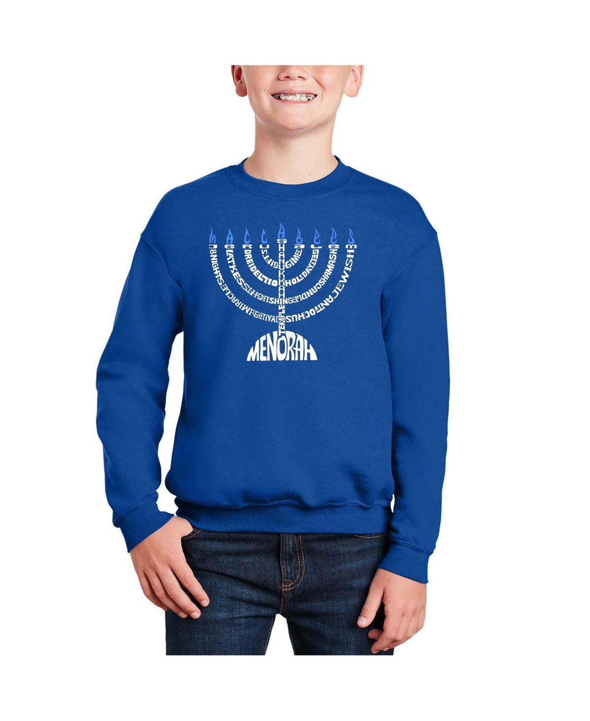 Click here for La Pop Art Boys Menorah Word Art Crewneck Sweatshi... prices