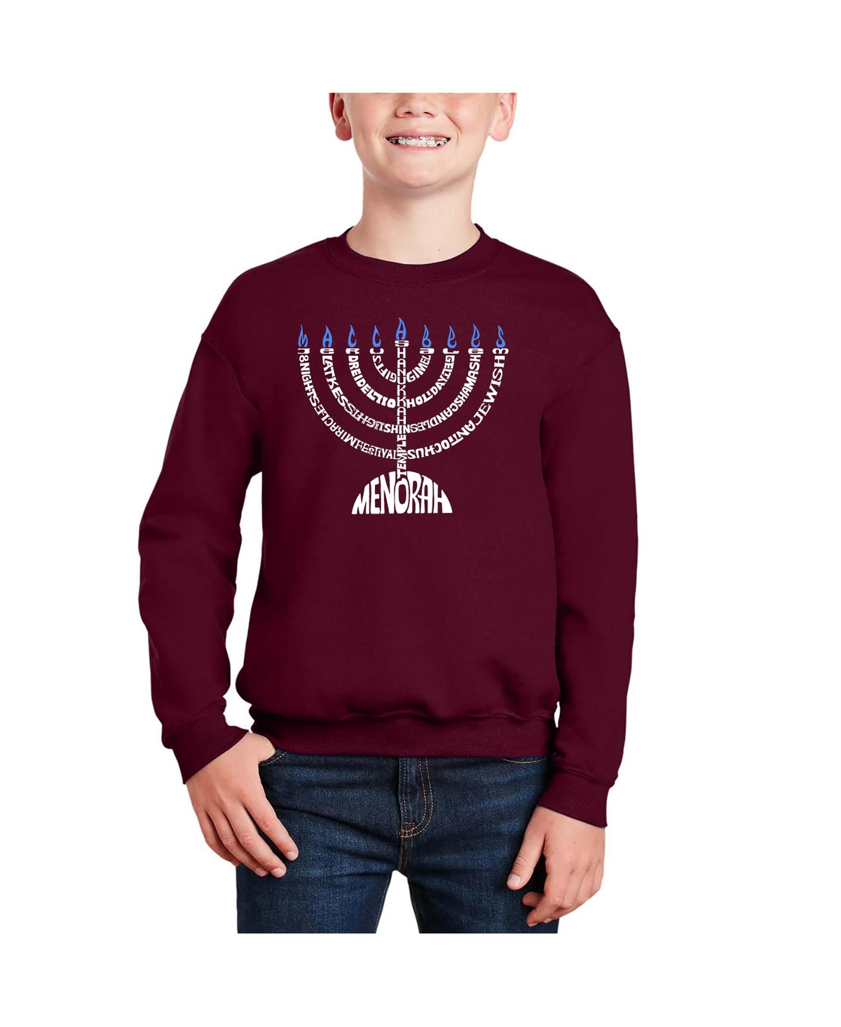 Click here for La Pop Art Boys Menorah Word Art Crewneck Sweatshi... prices