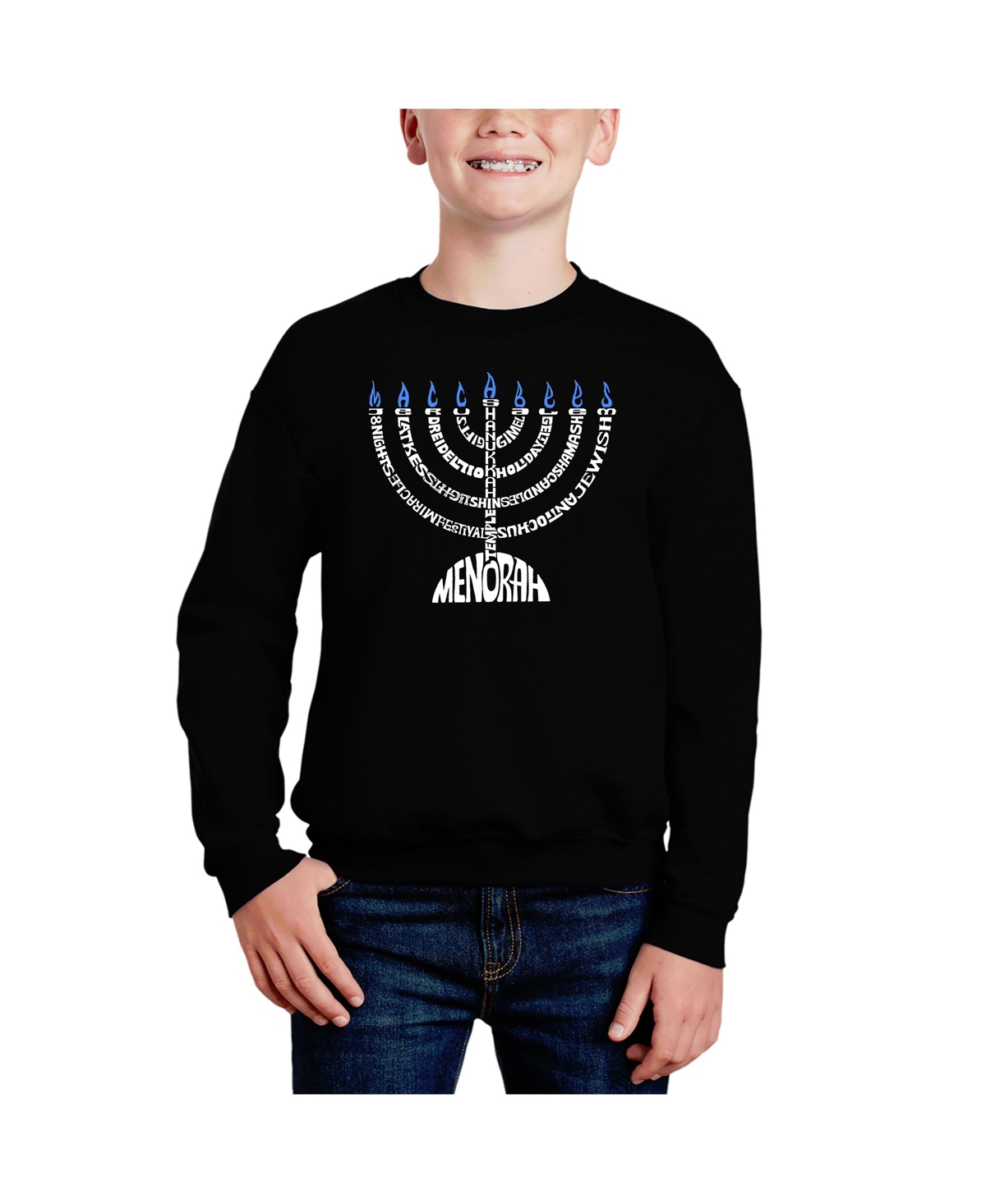 Click here for La Pop Art Boys Menorah Word Art Crewneck Sweatshi... prices