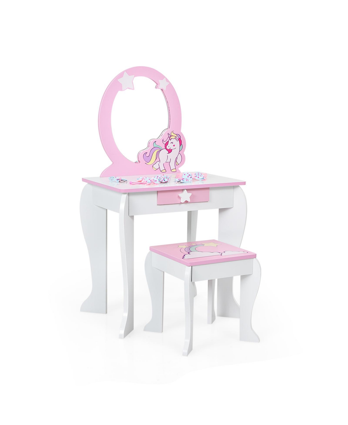 Click here for Gouun Kids Vanity Set with Mirror  Drawer  and Cha... prices