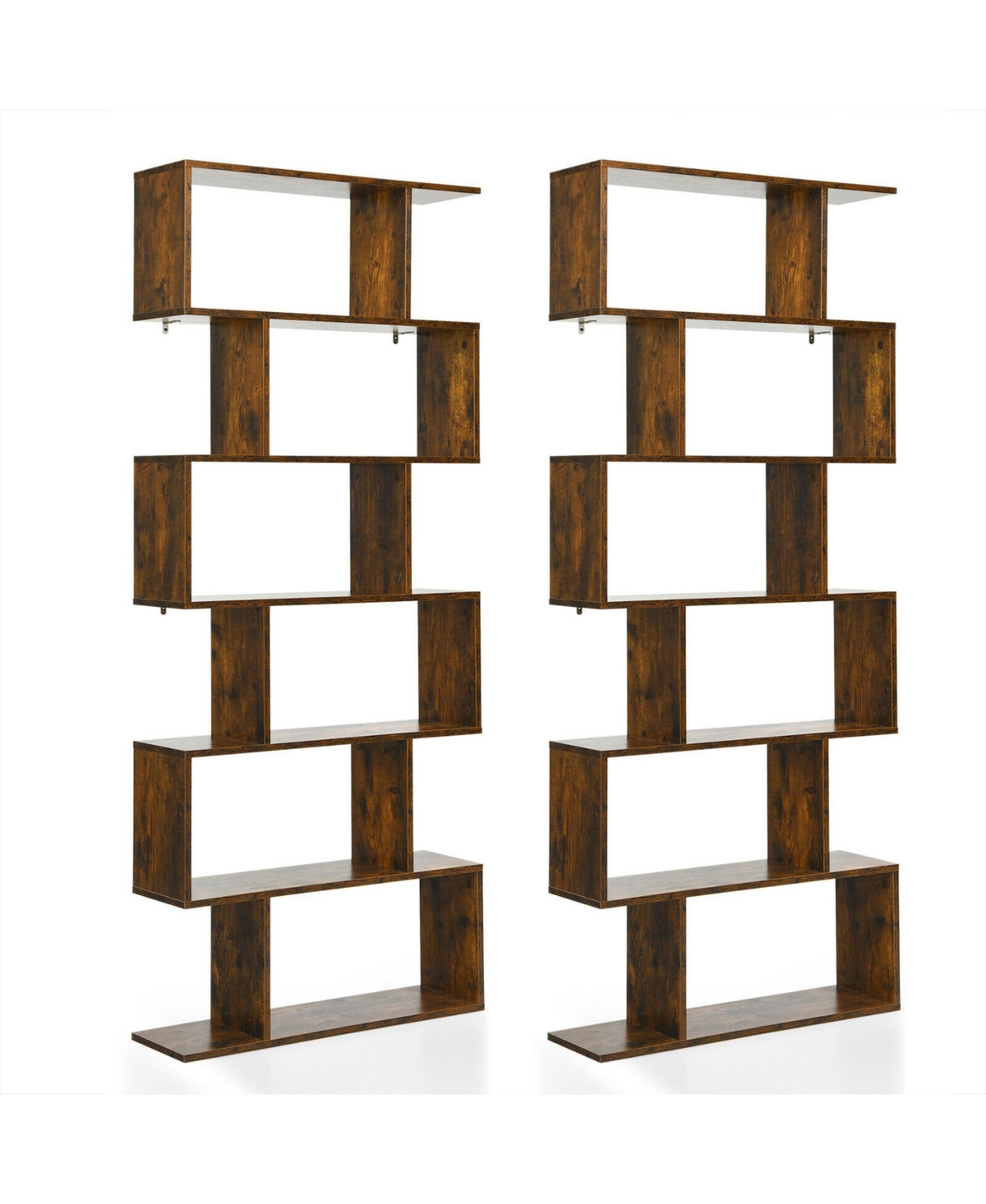 Click here for Gymax 2 Pcs 6 Tier S-Shaped Bookshelf Storage Disp... prices