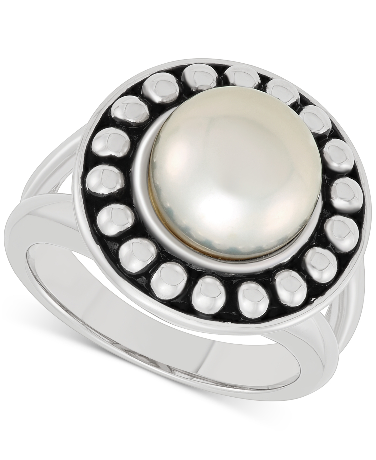 Click here for Cultured Freshwater Button Pearl (10mm) Framed Rin... prices