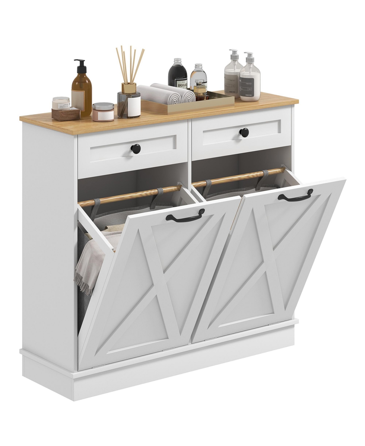 Click here for Homcom Tilt Out Laundry Hamper Cabinet with 2 Bask... prices