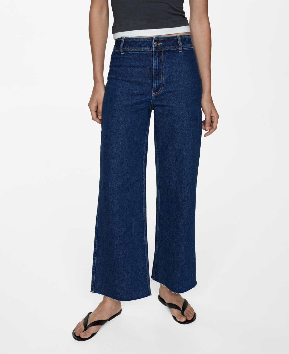 Click here for Mango Womens Catherin Culotte High Rise Jeans - Da... prices