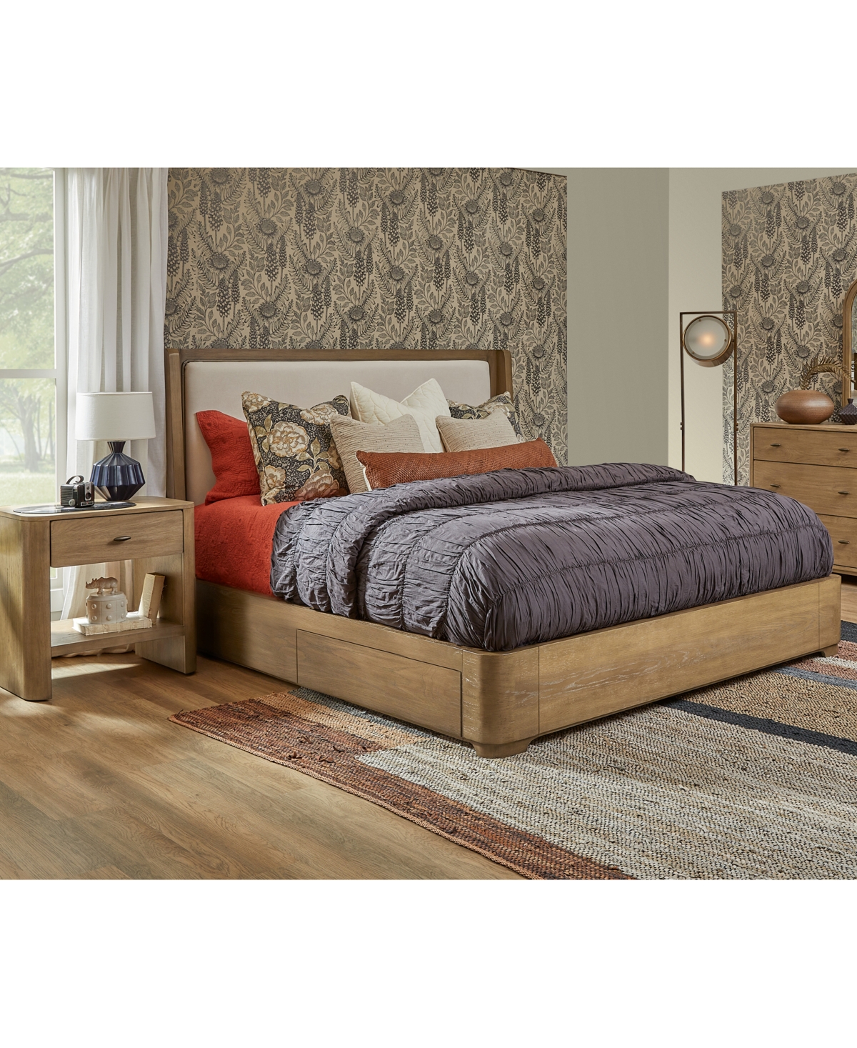 Click here for Nordic 3 Pc. Queen Upholstered Storage Set (Bed  D... prices