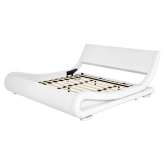 Slickblue Modern Upholstered Platform Bed Frame with Sleigh Curved ...