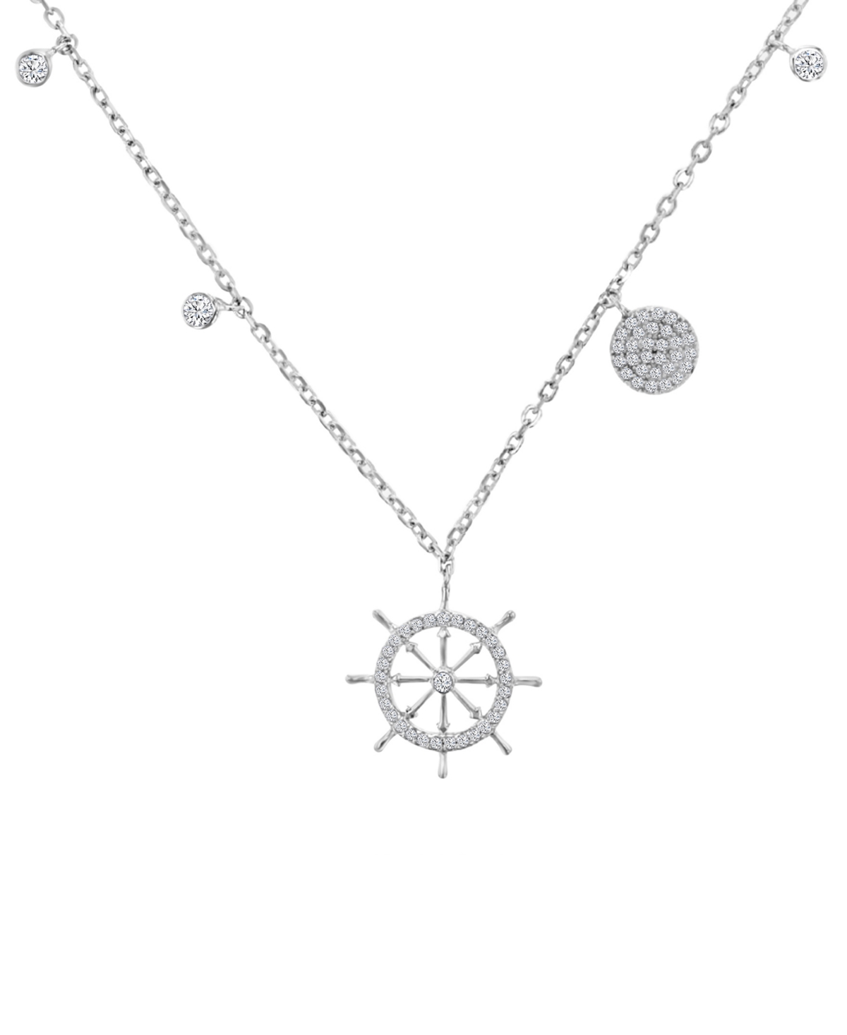 Click here for Cubic Zirconia Ship Wheel 18 Pendant Necklace in S... prices