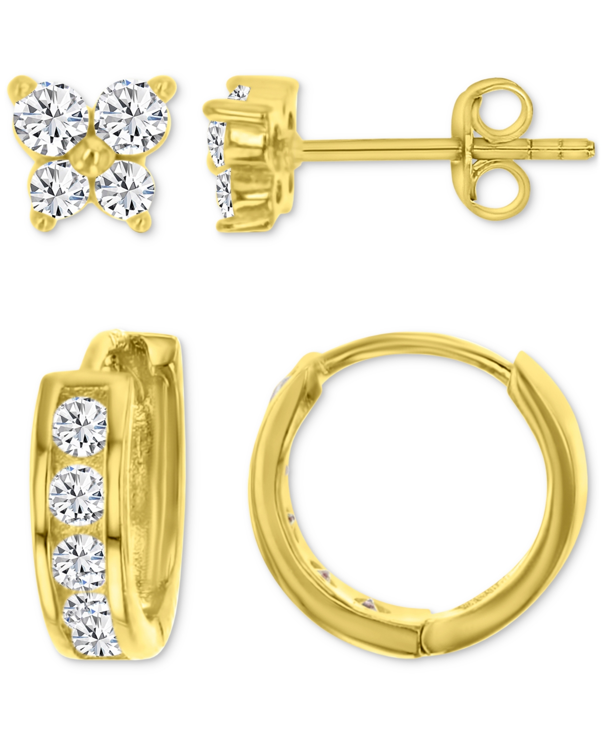 Click here for 2-Pc. Set Cubic Zirconia Flower Stud & Small Hoop... prices