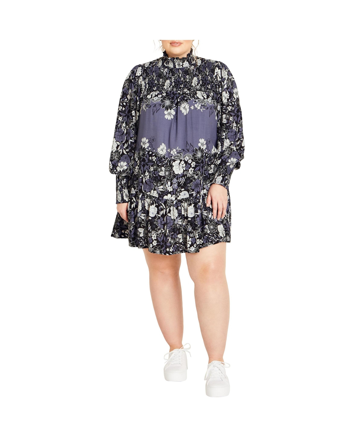 Click here for City Chic Plus Size Cassia Placement Dress - Blue... prices