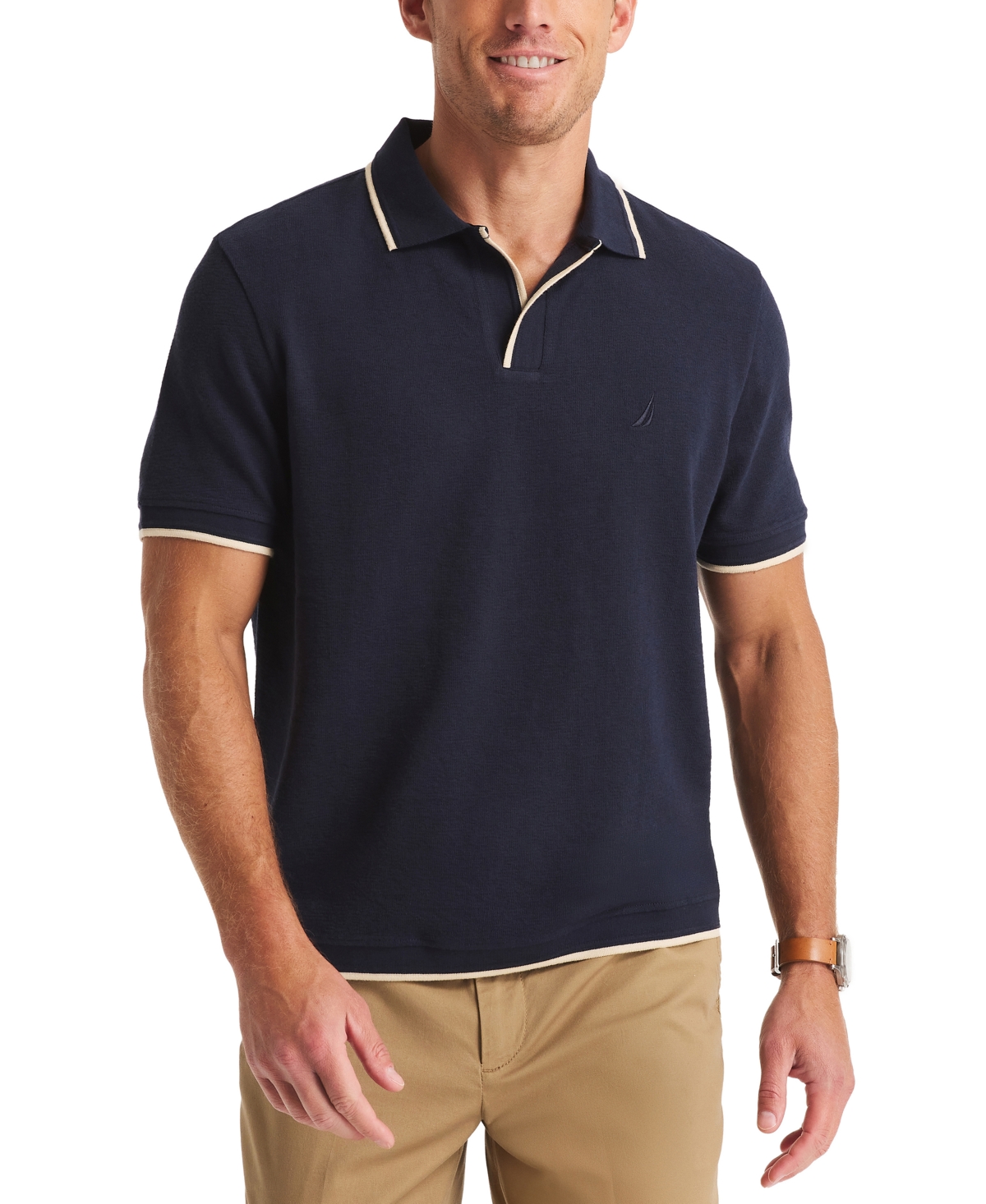 Click here for Nautica Mens Classic Fit Printed Polo Shirt - Navy... prices