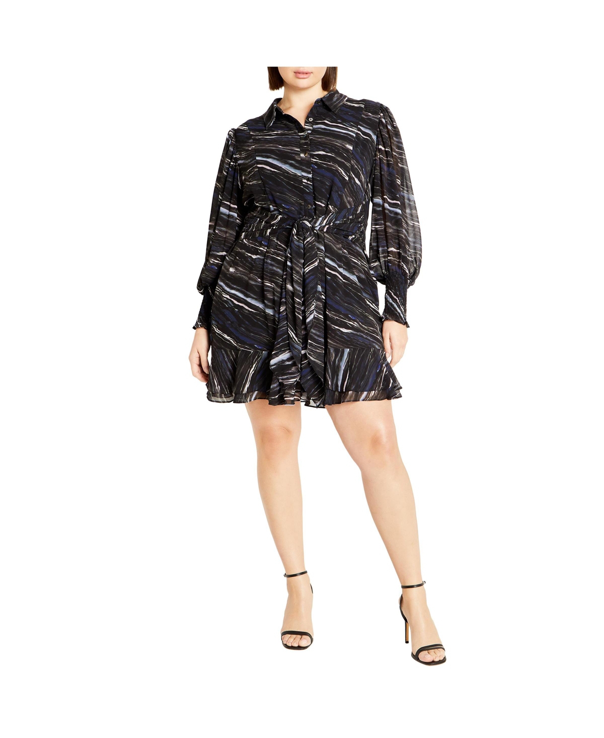 Click here for Plus Size Sheer Lover Print Dress - Marble prices