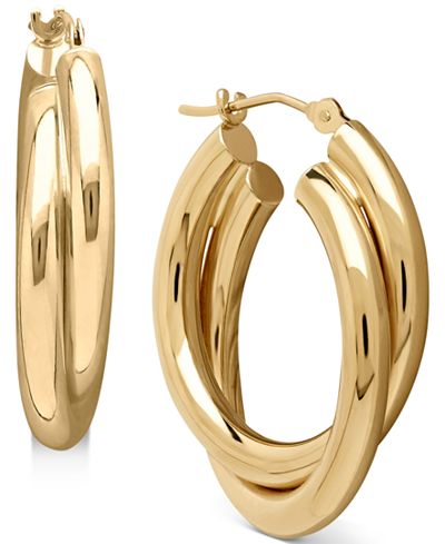 Double Hoop Earrings in 14k Gold - Earrings - Jewelry & Watches - Macy's