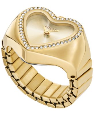 Fossil Women's Watch Ring Two-Hand Gold-Tone Stainless-Steel, 18mm - Macy's