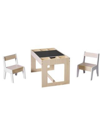 LuxenHome Drawing and Activity Board Children Table with 2 Chairs Set ...