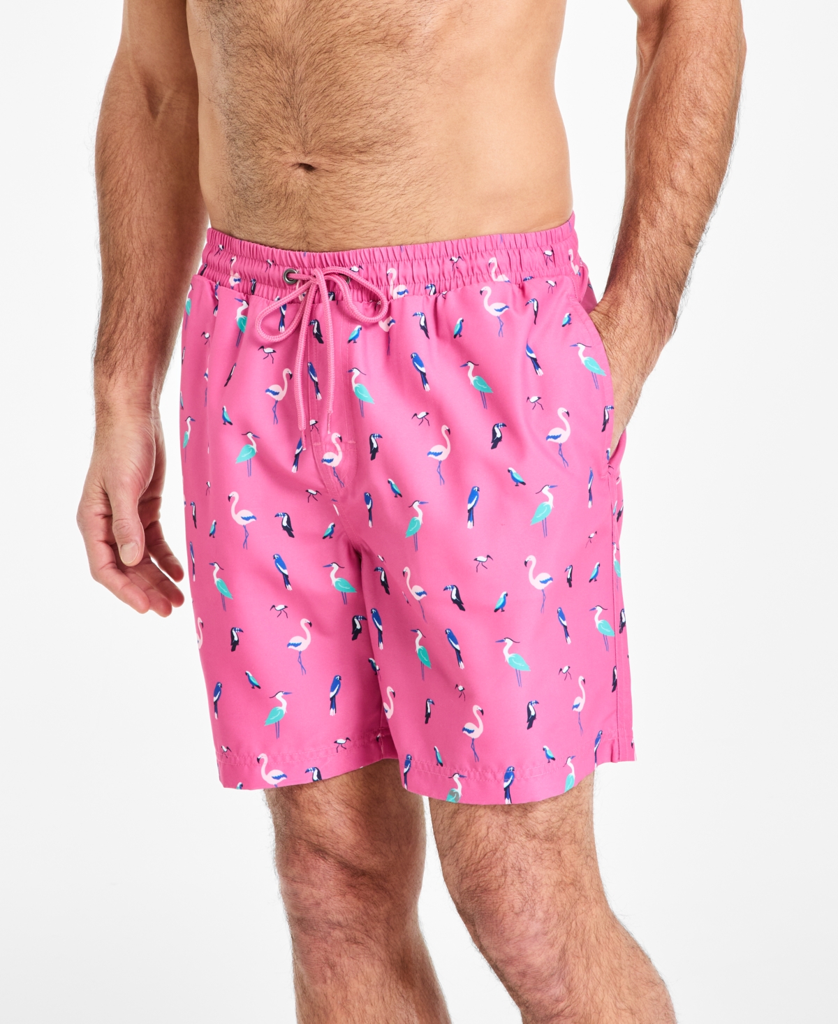 Click here for Club Room Mens Bird Party Print Drawstring 7 Swim... prices