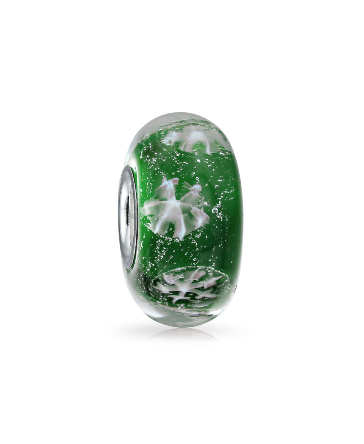 Click here for Bling Jewelry Snowflake Murano Glass Charm Bead Sp... prices