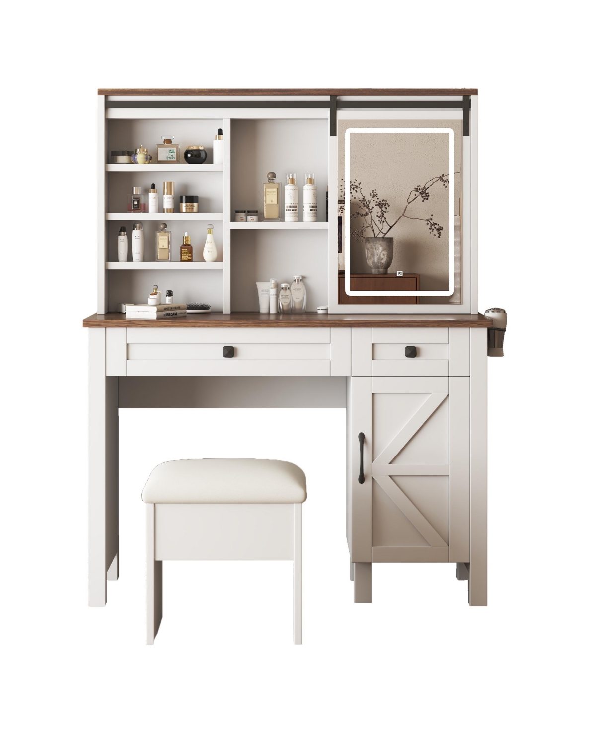 Click here for Lovmor Farmhouse Makeup Vanity Desk with Sliding M... prices