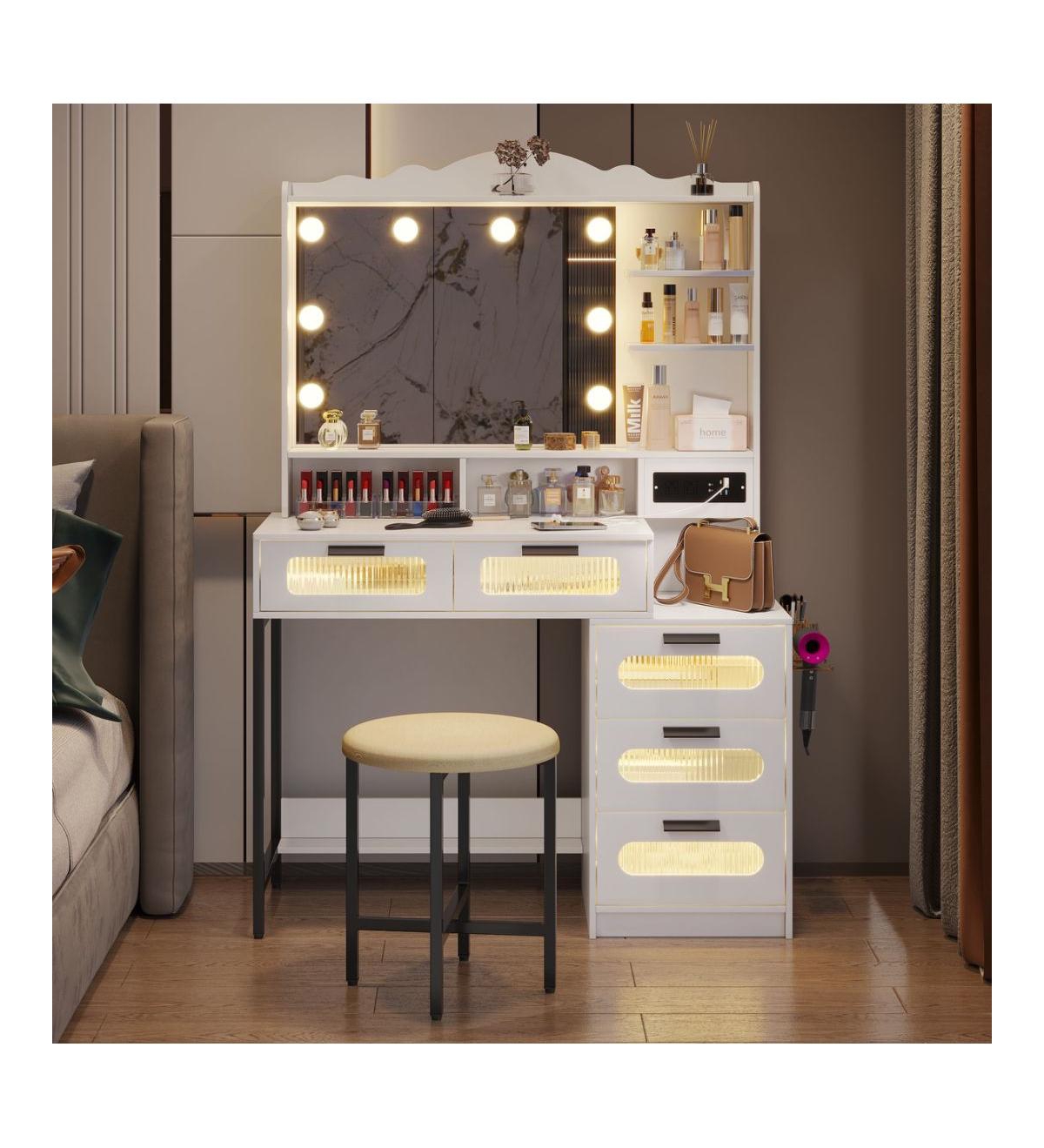 Click here for Vlsrka Vanity Makeup Desk with Mirror and Lights -... prices