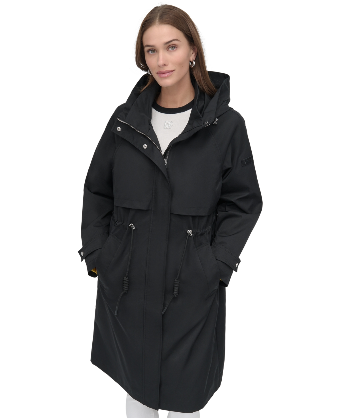 Click here for Dkny Womens Hooded Zip-Front Long Anorak Coat - Bl... prices