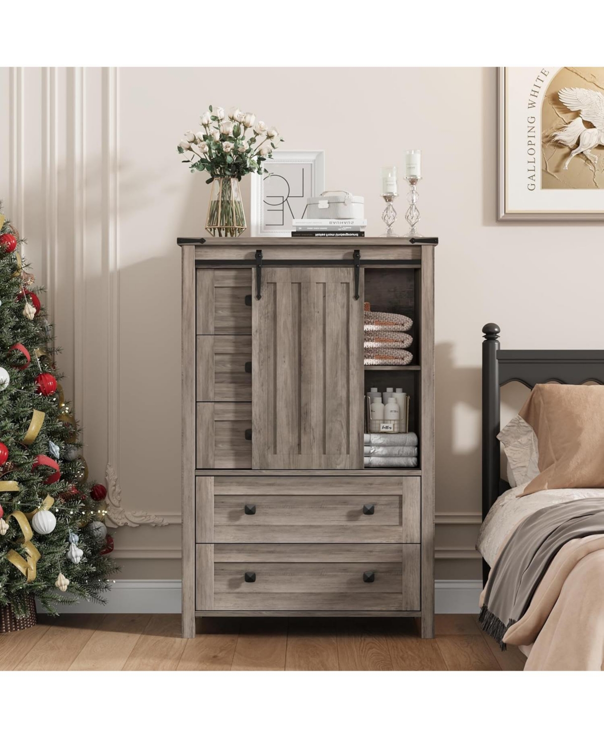 Click here for 5 Drawer Dresser  Farmhouse Wooden Chest of Drawer... prices