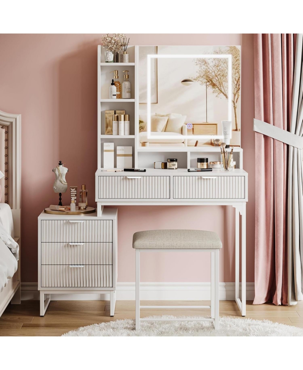 Click here for gaomon Makeup Vanity Desk with Mirror and Lights... prices