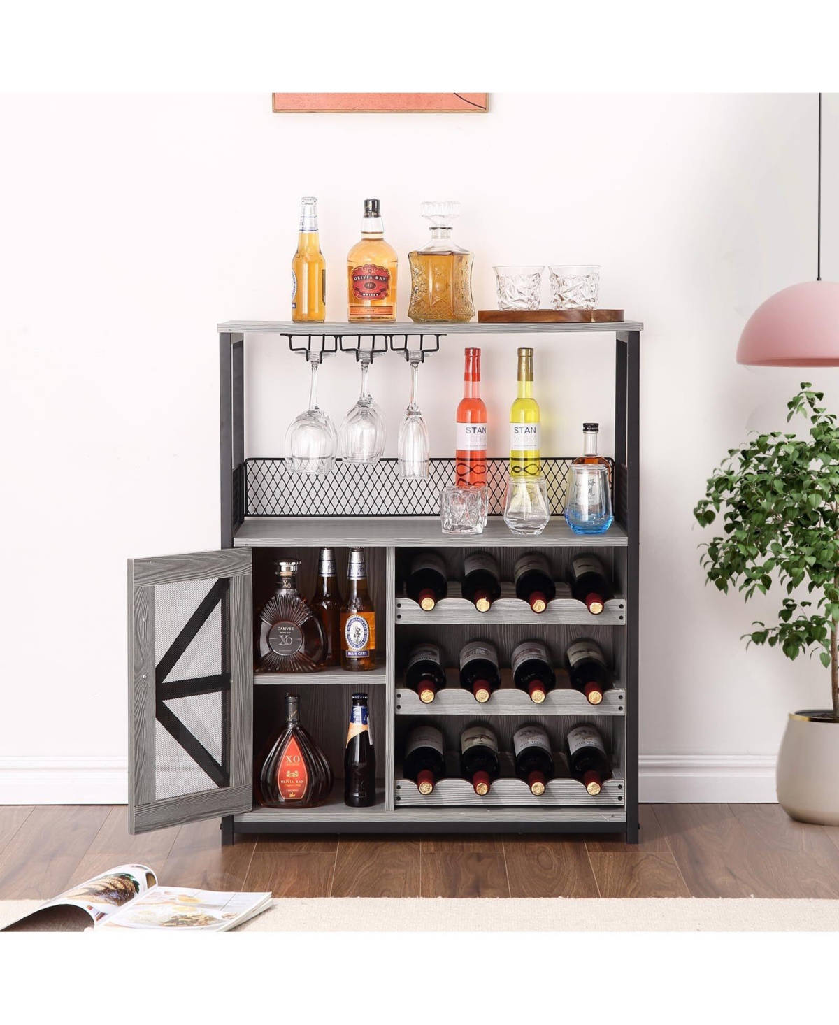 Click here for gaomon Small Bar Cabinet with Led String  3-Tier W... prices