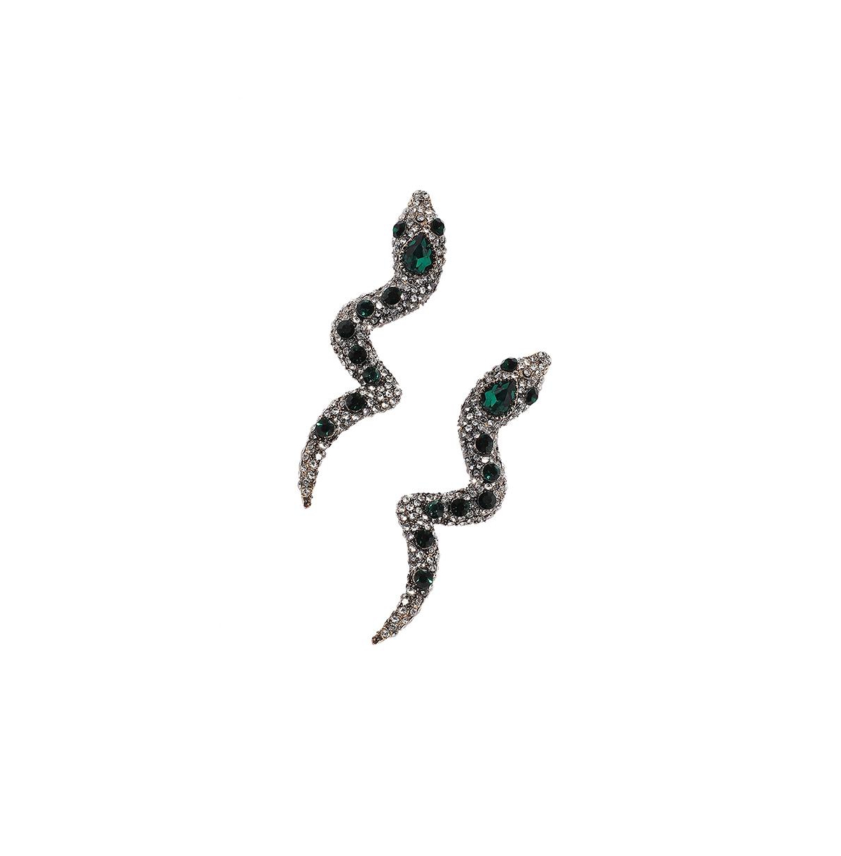 Click here for Crystal Snake Drop Earrings - Green prices