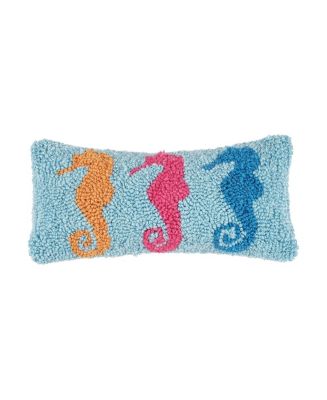 6" x 12" 3 Seahorses Hooked Small Petite Throw Pillow - Macy's