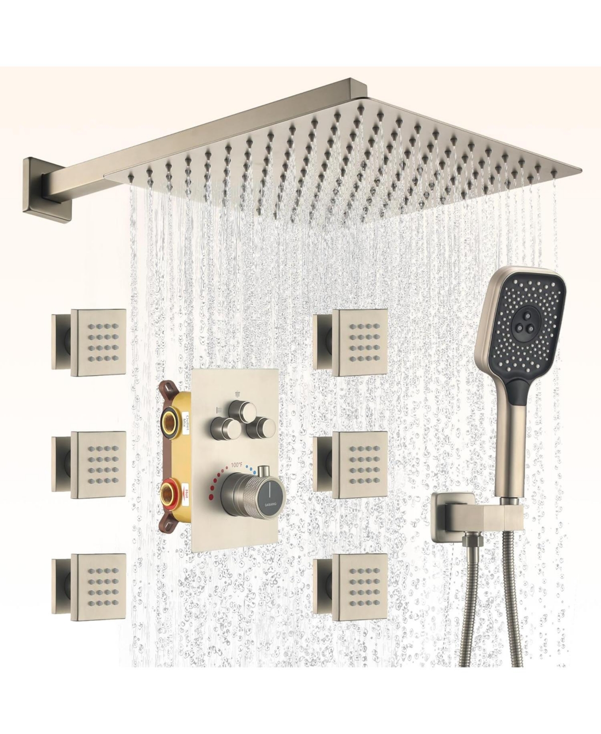 Click here for 12-inch Rain Shower System with Body Jets Wall-Mou... prices