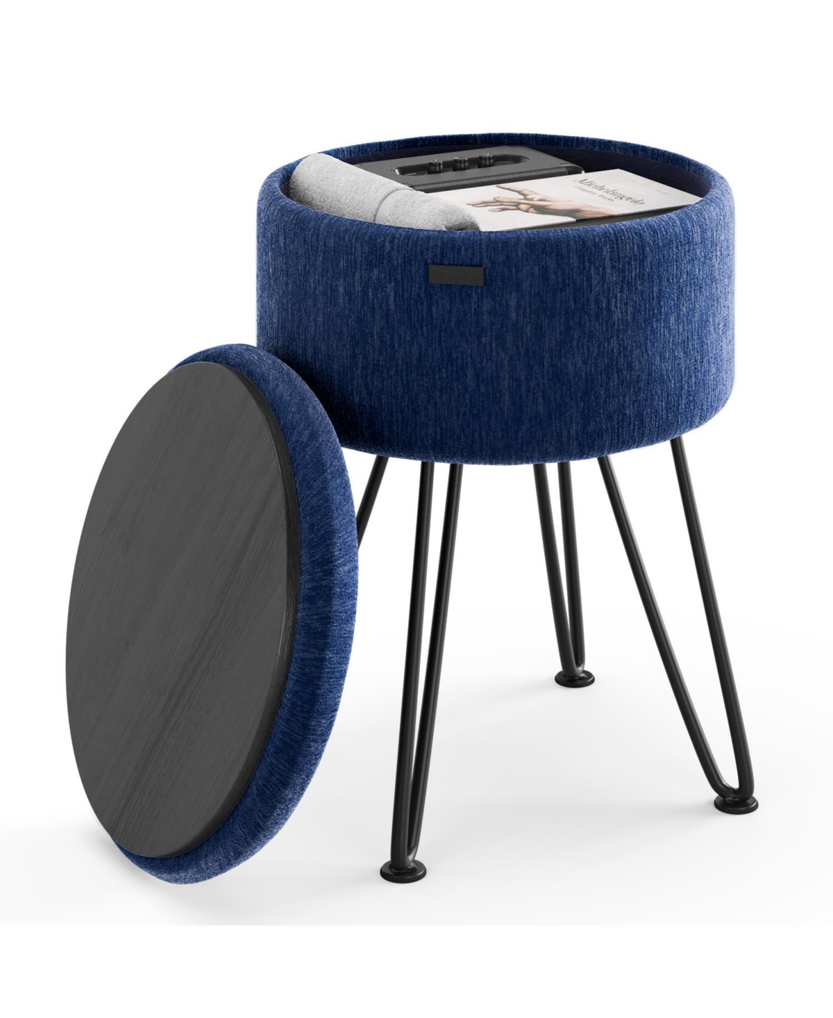 Click here for Nestl Textured Velvet Round Ottoman with Storage &... prices