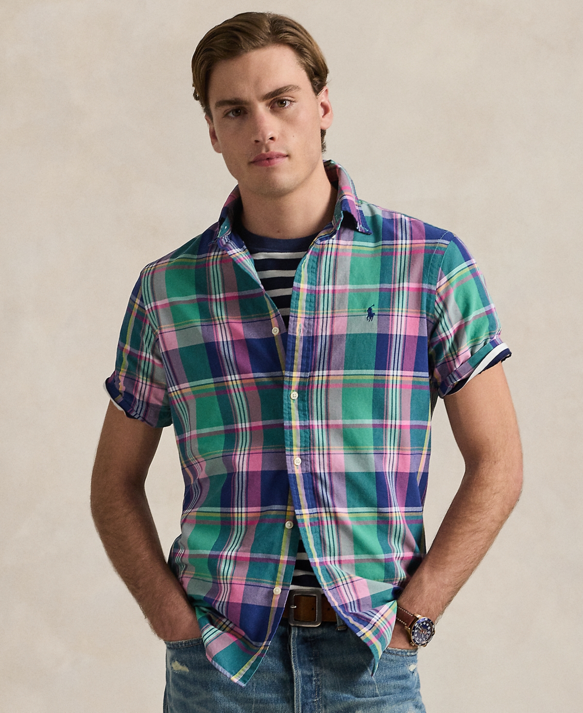 Click here for Polo Ralph Lauren Mens Classic-Fit Yarn-Dyed Plaid... prices