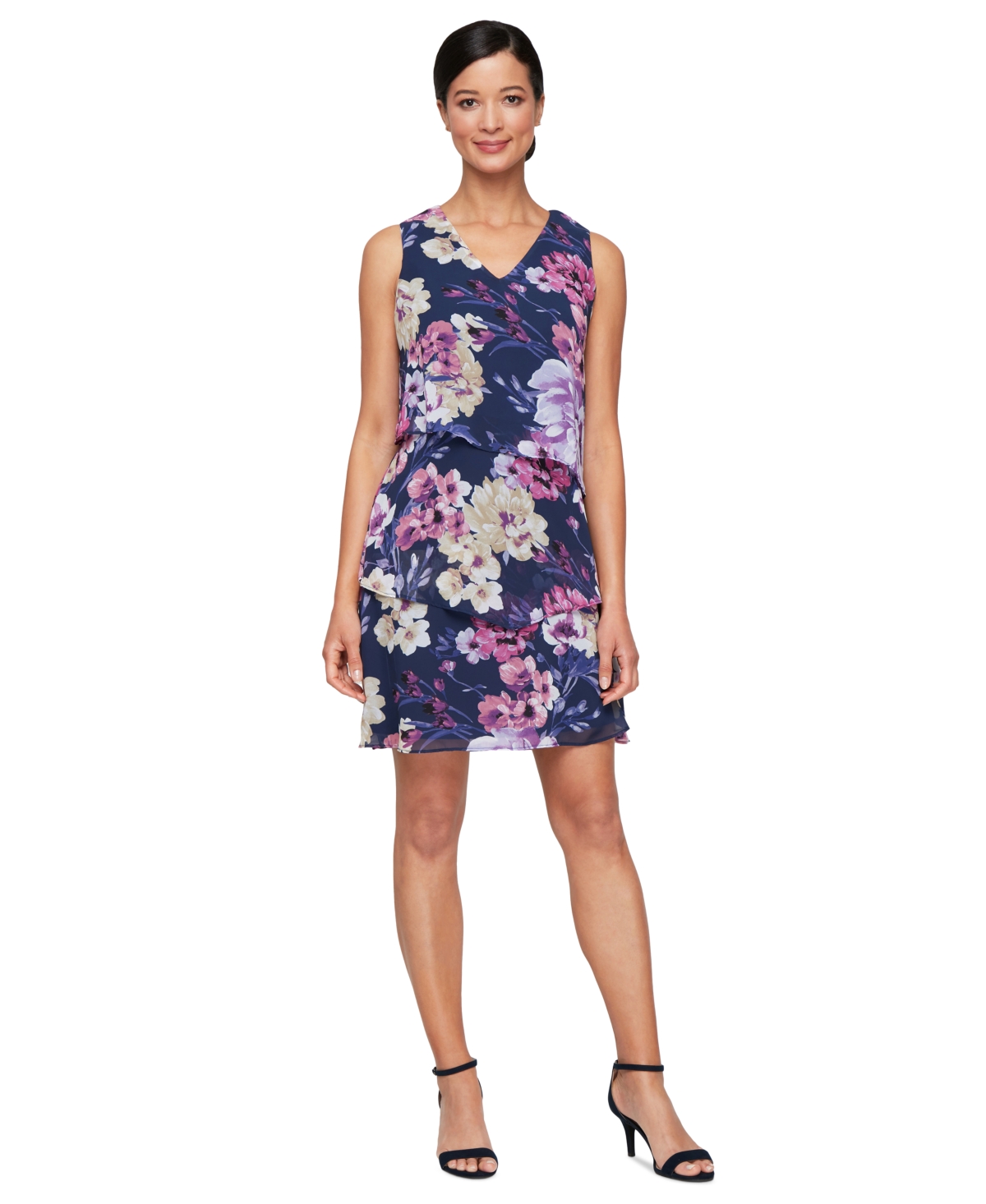Click here for Sl Fashions Womens V-Neck Sleeveless Tiered Dress... prices