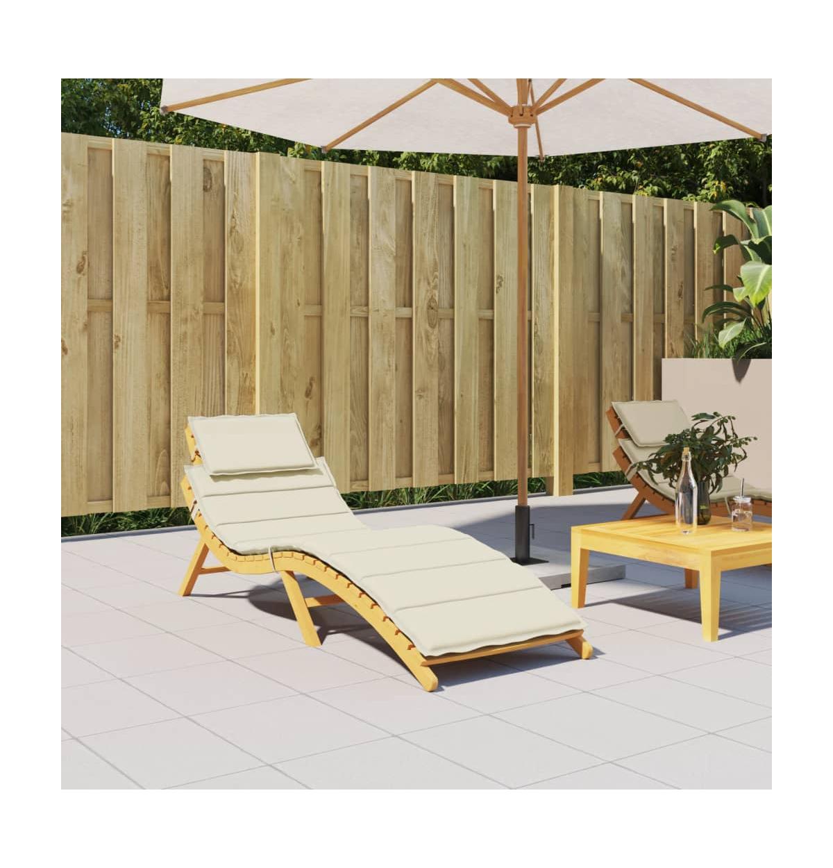 Click here for Sun Lounger Cushion Cream 73.2x22.8x1.6 Oxford Fab... prices