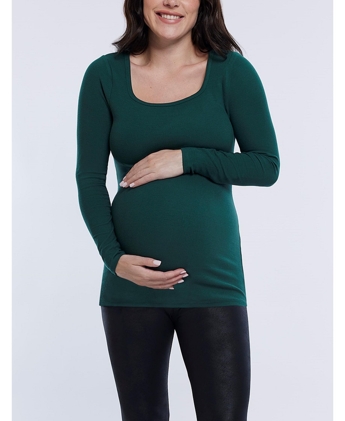 Click here for Motherhood Maternity Maternity Square Neck Rib Kni... prices