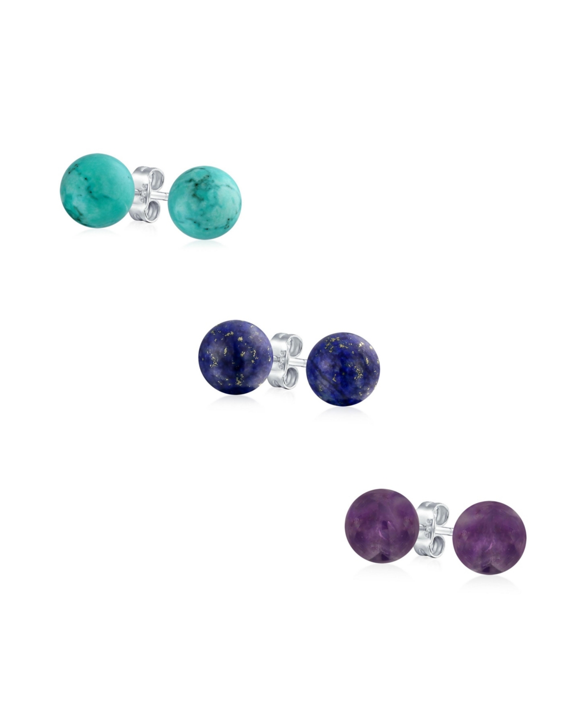 Click here for Bling Jewelry Set of 3 Sterling Silver Stud Earrin... prices