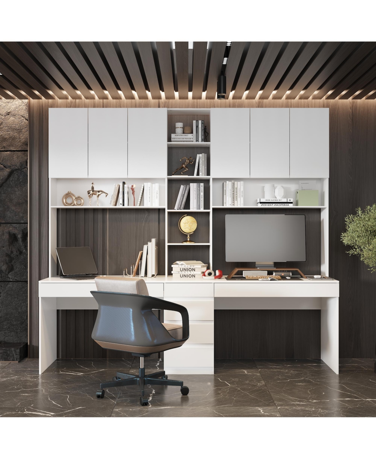 Click here for Famapy 94.5 in. W Large 2 in. 1 Wood Double Comput... prices