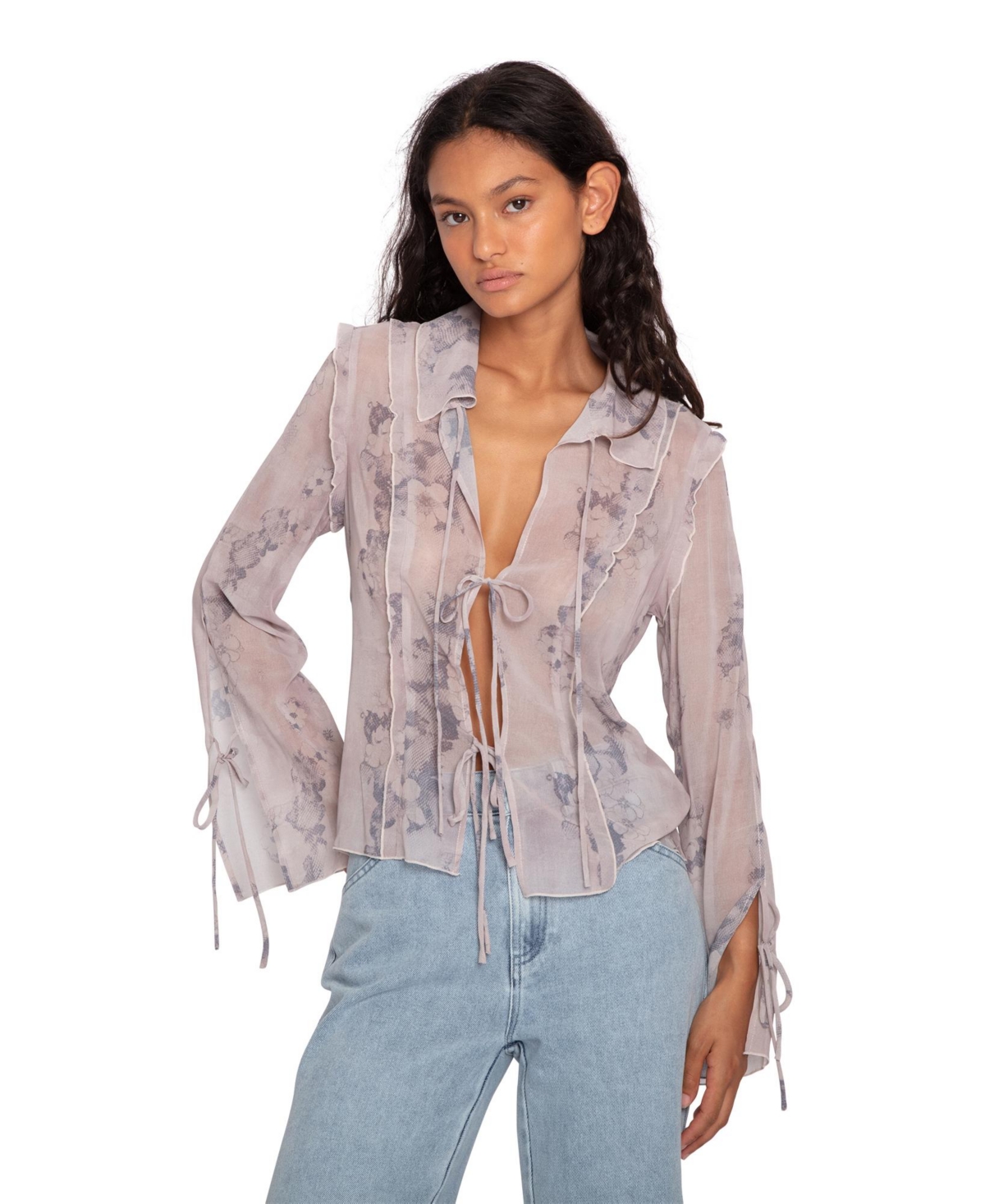 Click here for Belle & Bloom Womens Current Obsession Tie Shirt -... prices