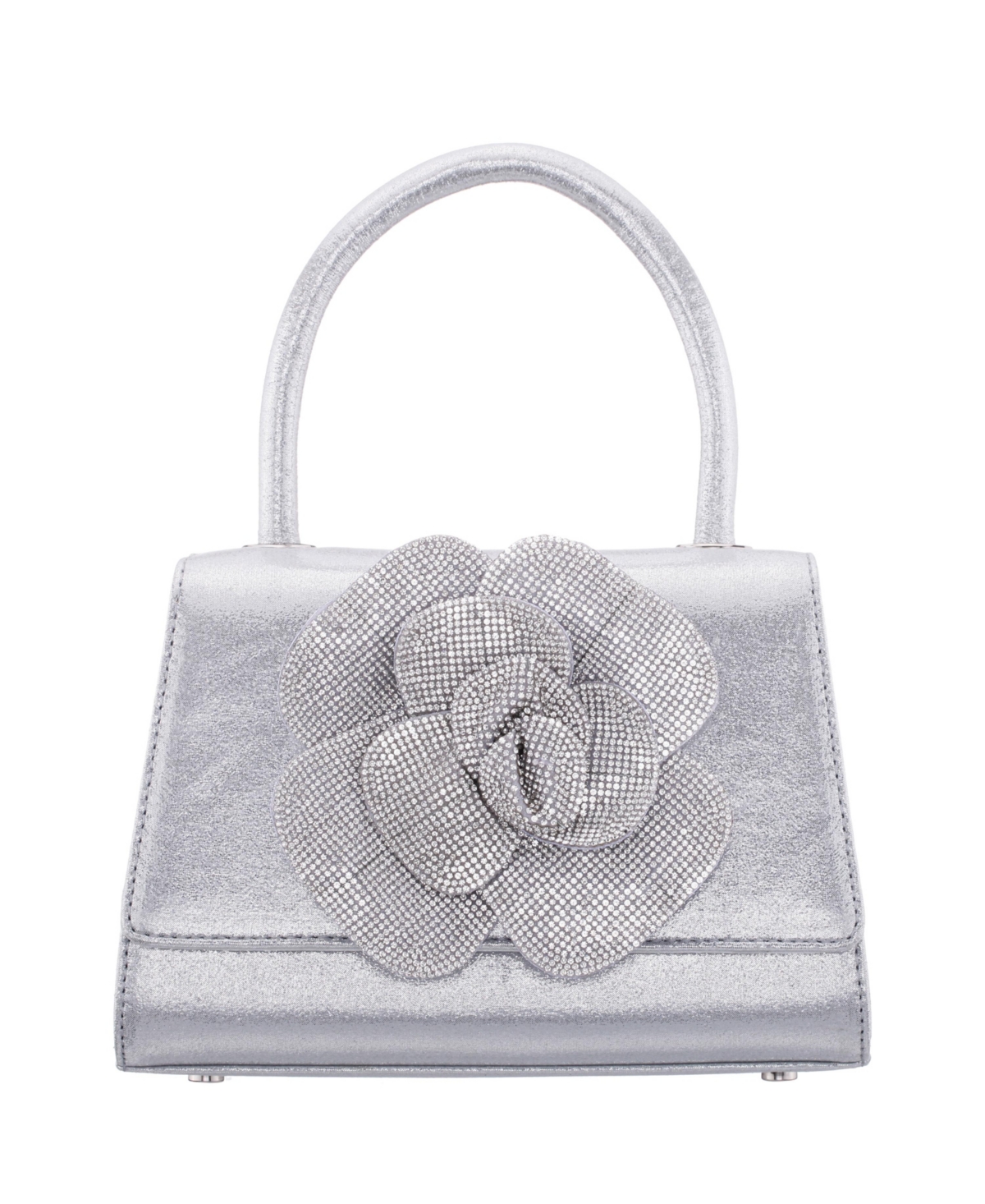 Click here for Nina Crystal Flower Embellished Metallic Satchel B... prices