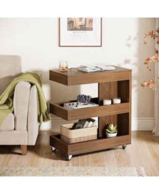 Tribesigns Rolling End Table, 3-Tier Side Table with Storage, Sofa End ...