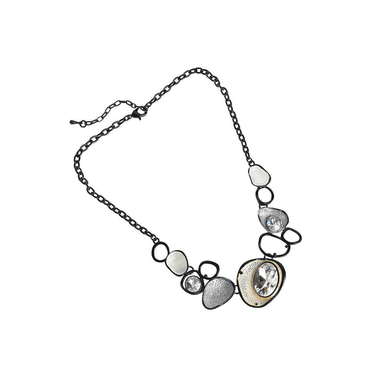 Click here for Metallic Dented Stone Necklace - Black prices