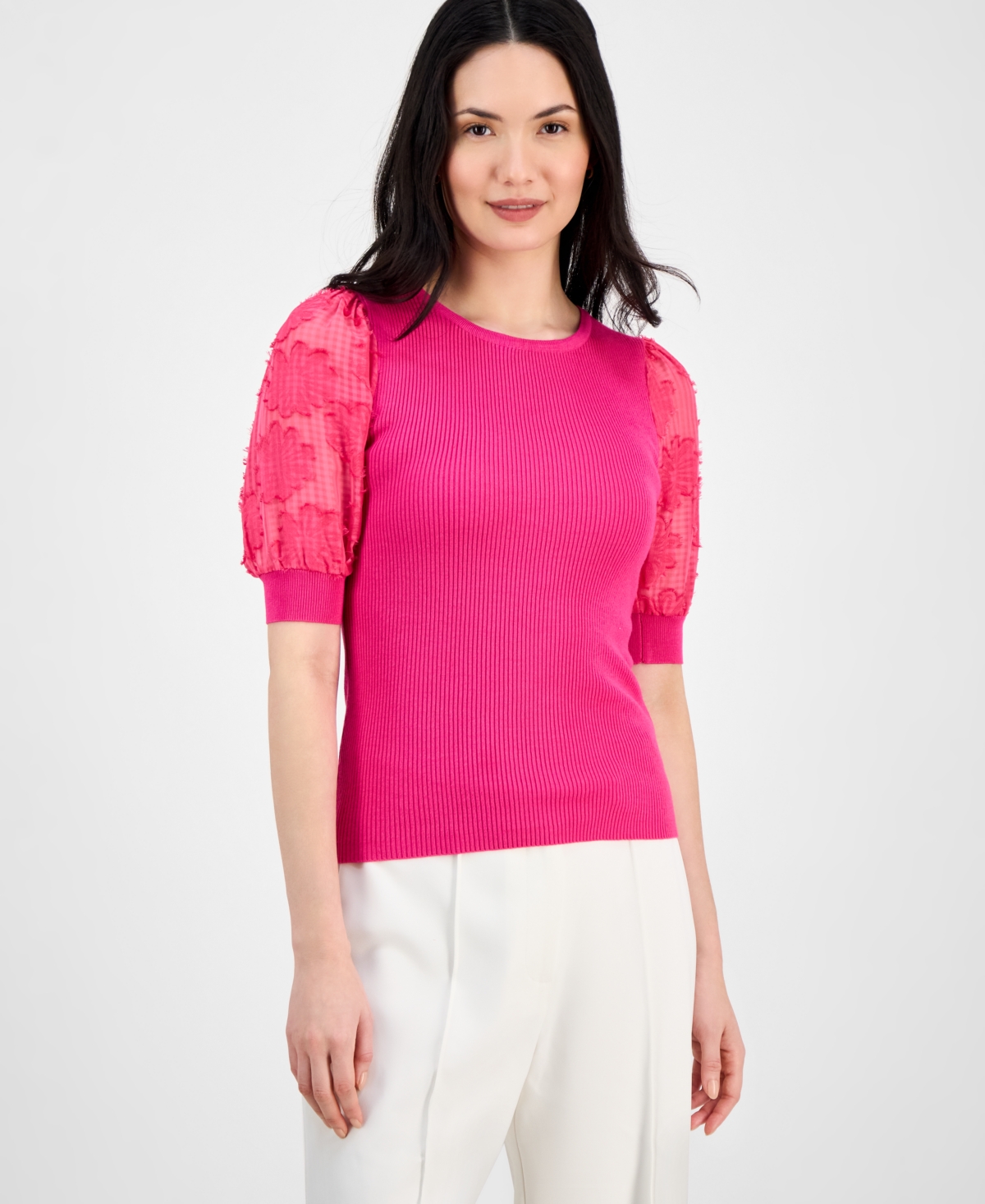 Click here for T Tahari Womens Round-Neck Elbow-Length-Sleeve - T... prices